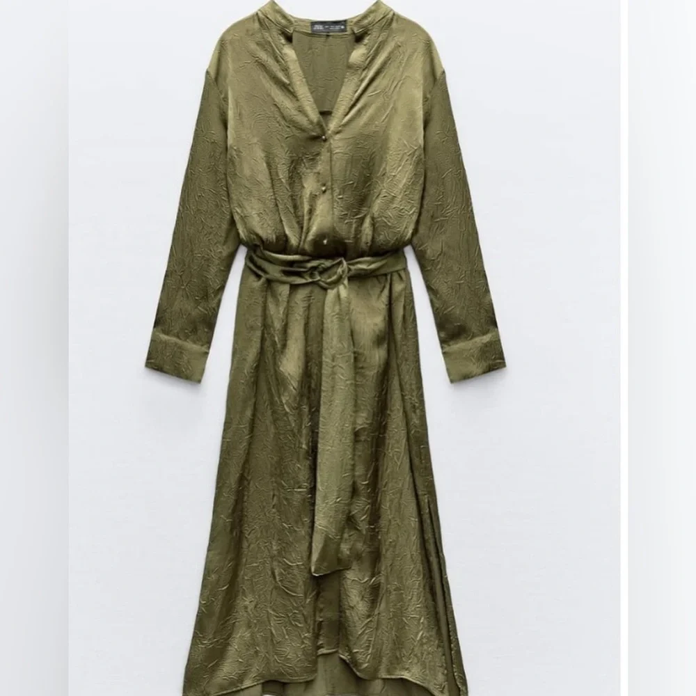 Zara | Dresses | Zara Olive Green Satin Dress | Poshmark